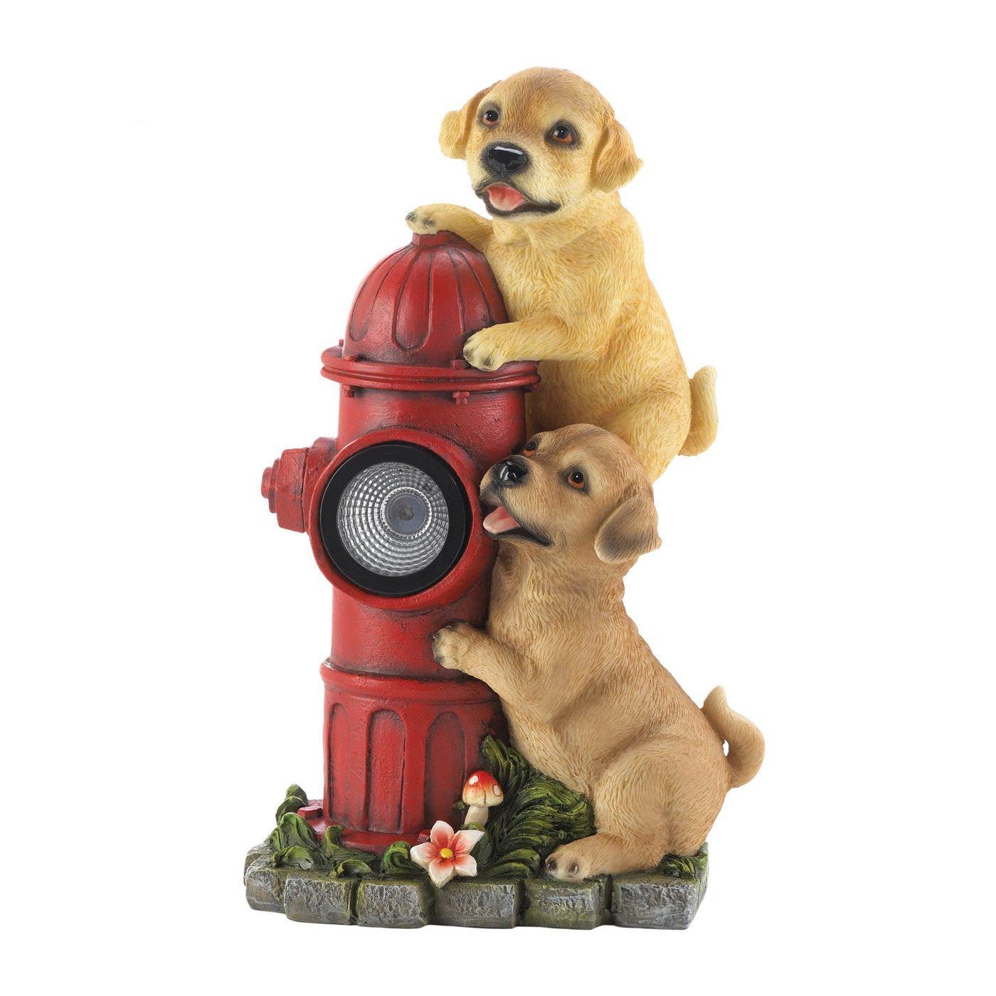 DOGS AND FIRE HYDRANT SOLAR STATUE – Gifts for You 'n Me